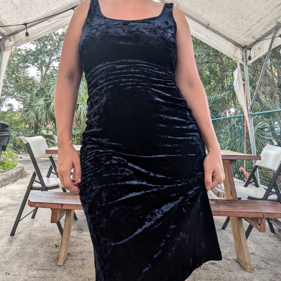 Rampage | Dresses | Vintage Rampage 9s Velvet Midnight Blue Midi Dress ...